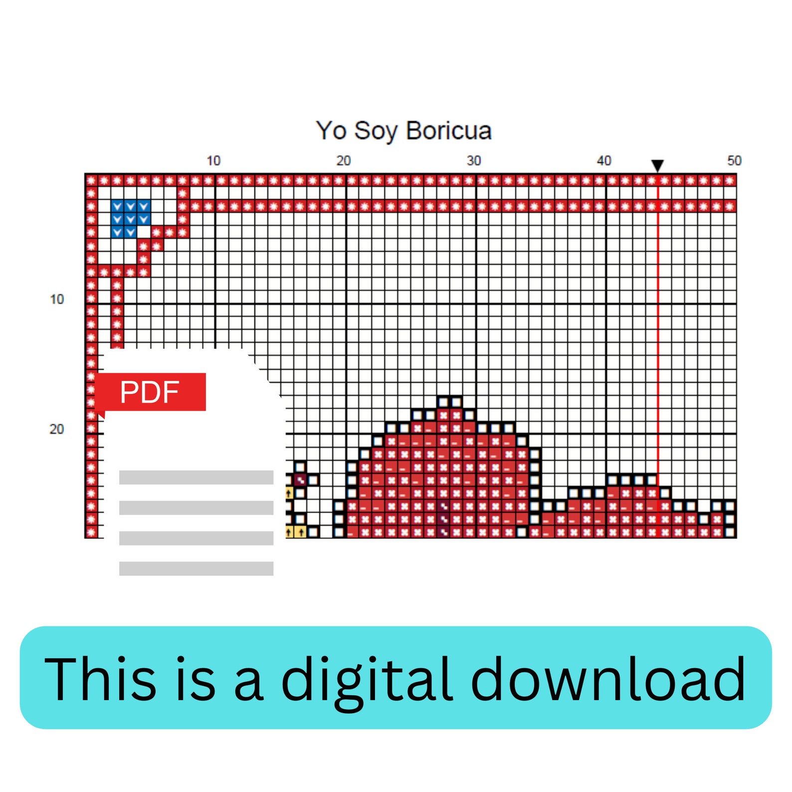 Yo Soy Boricua | Puerto Rican Symbols Cross Stitch Pattern | Flor De ...