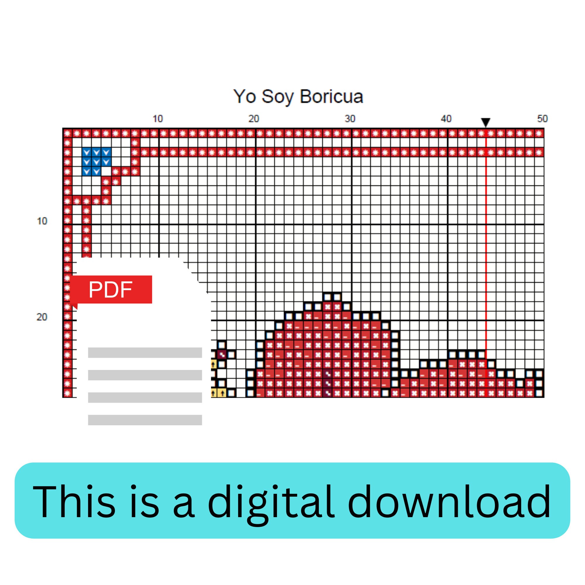 Yo Soy Boricua | Puerto Rican Symbols Cross Stitch Pattern | Flor De ...