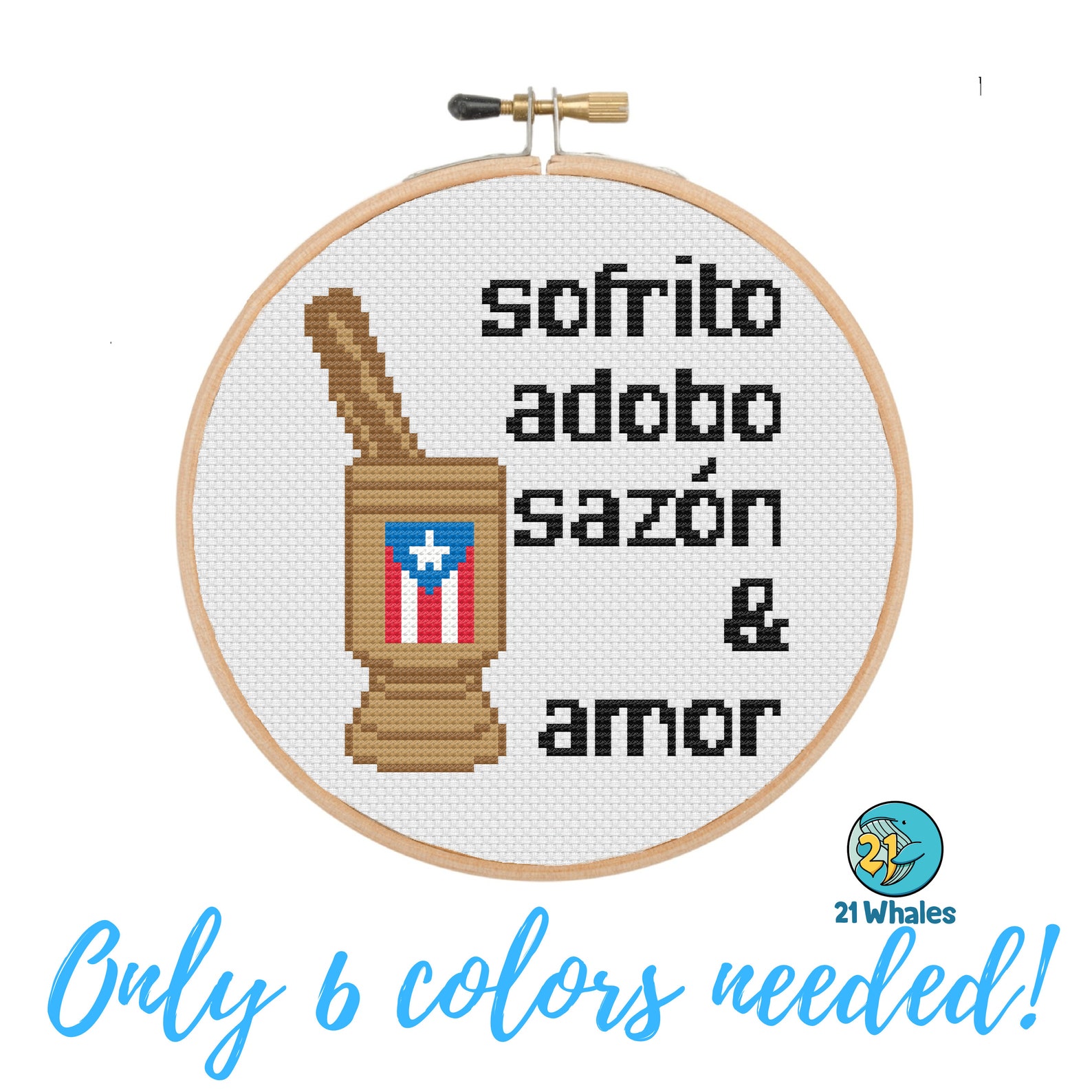 Puerto Rico Kitchen Cross Stitch Pattern | Pillón Y Sabores De La ...