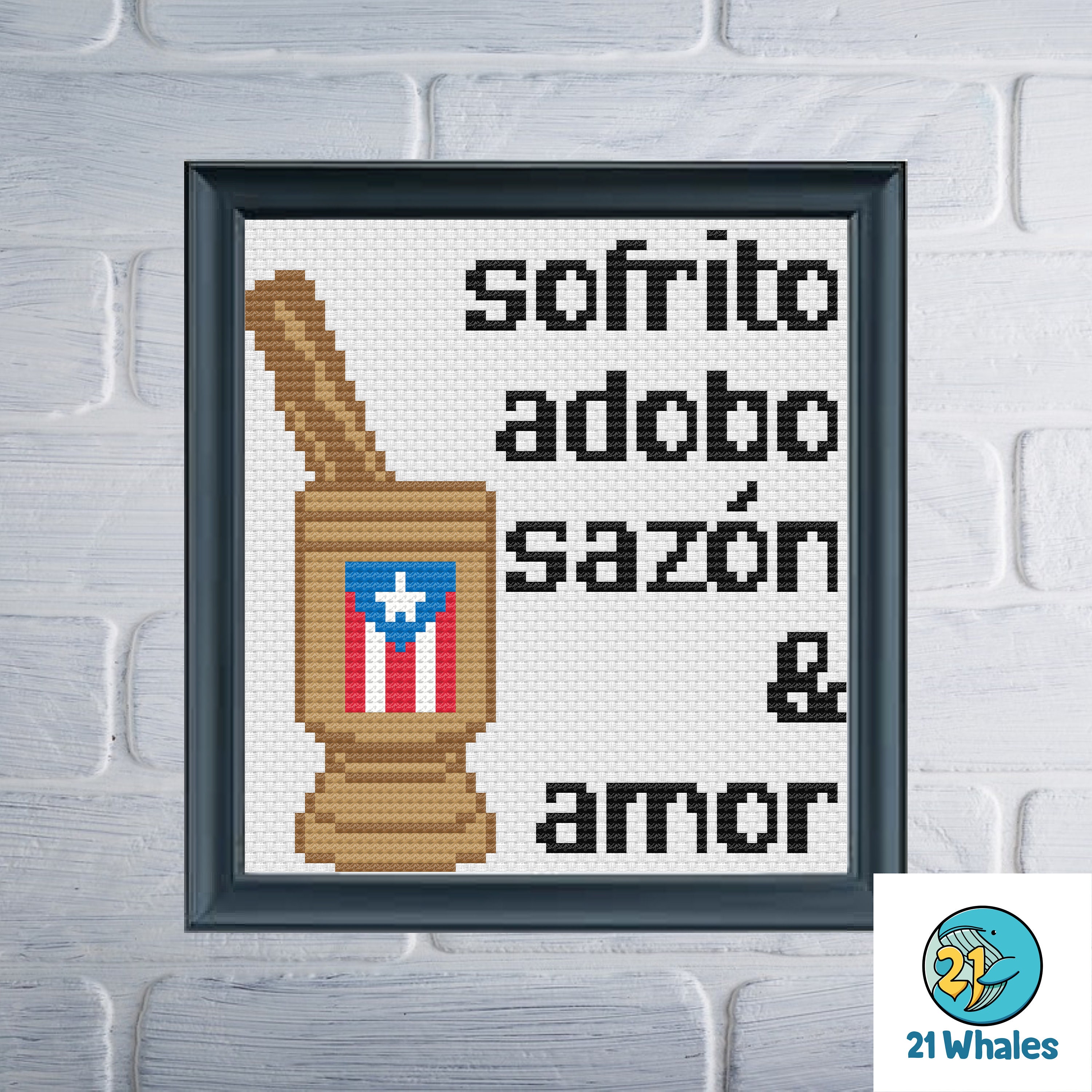 Puerto Rico Kitchen Cross Stitch Pattern Pillón Y Sabores De La Cocina ...