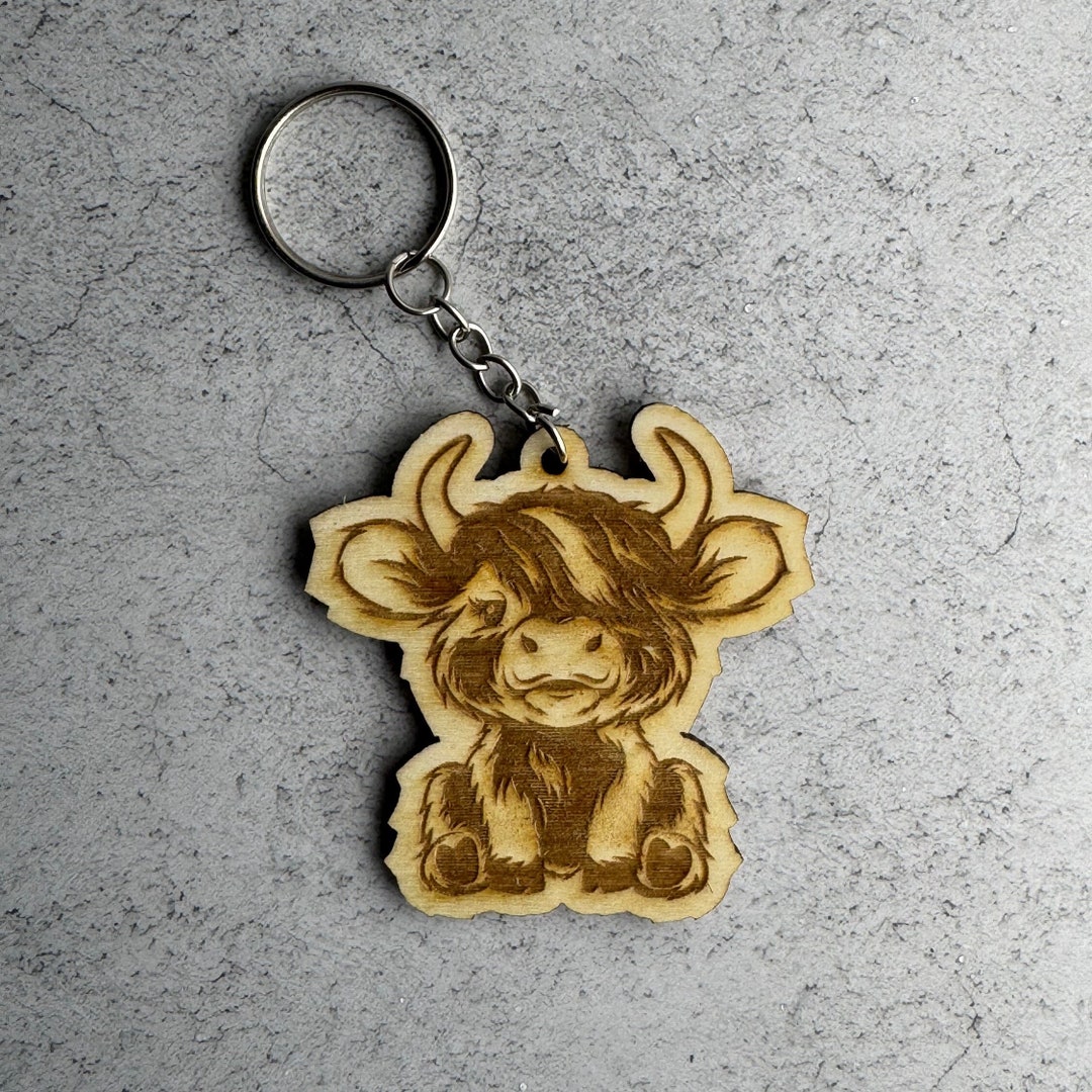Highland Cow Wood Keychain, Gift for Her, Gift for Him, Christmas Gift ...