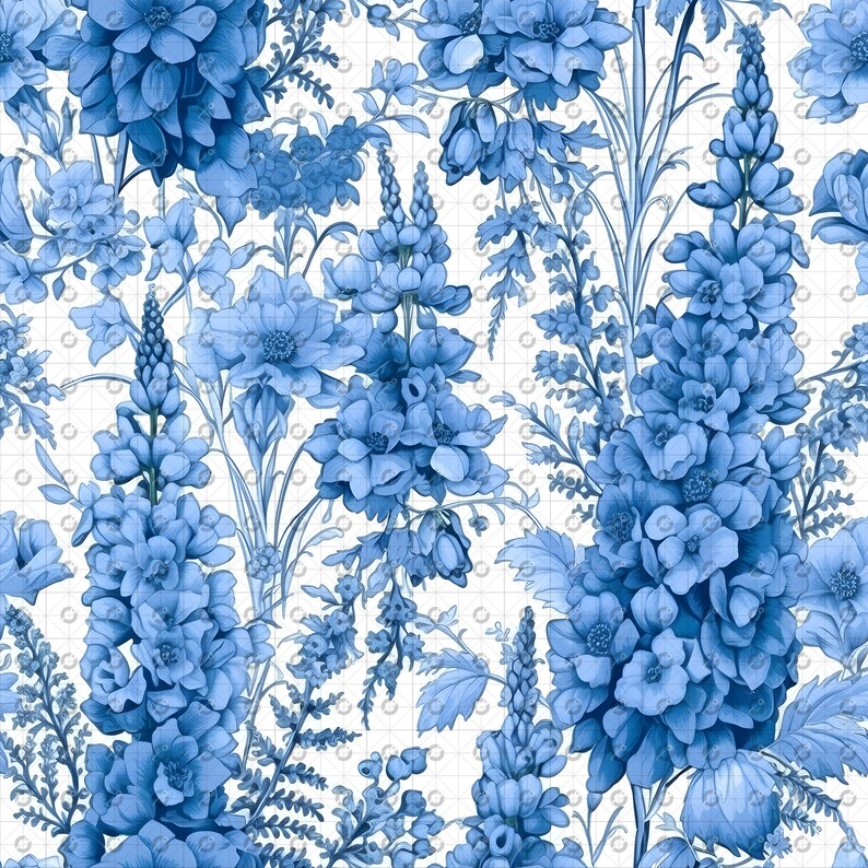 5 Seamless Blue Floral Digital Patterns: Col. 1– DIY, Scrapbooking ...