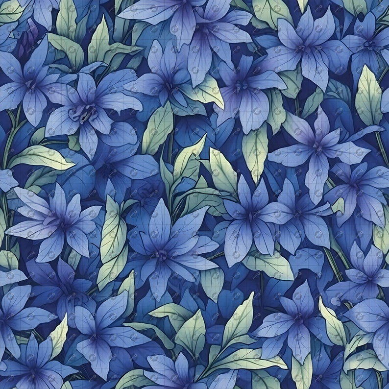 5 Seamless Blue Floral Digital Patterns: Col. 1– DIY, Scrapbooking ...