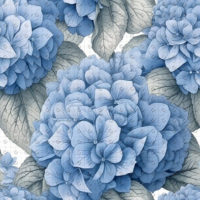 5 Seamless Blue Floral Digital Patterns: Col. 1– DIY, Scrapbooking ...