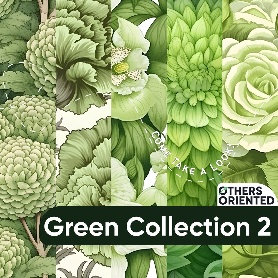 5 Seamless Green Floral Digital Patterns: Col. 2– DIY, Scrapbooking ...