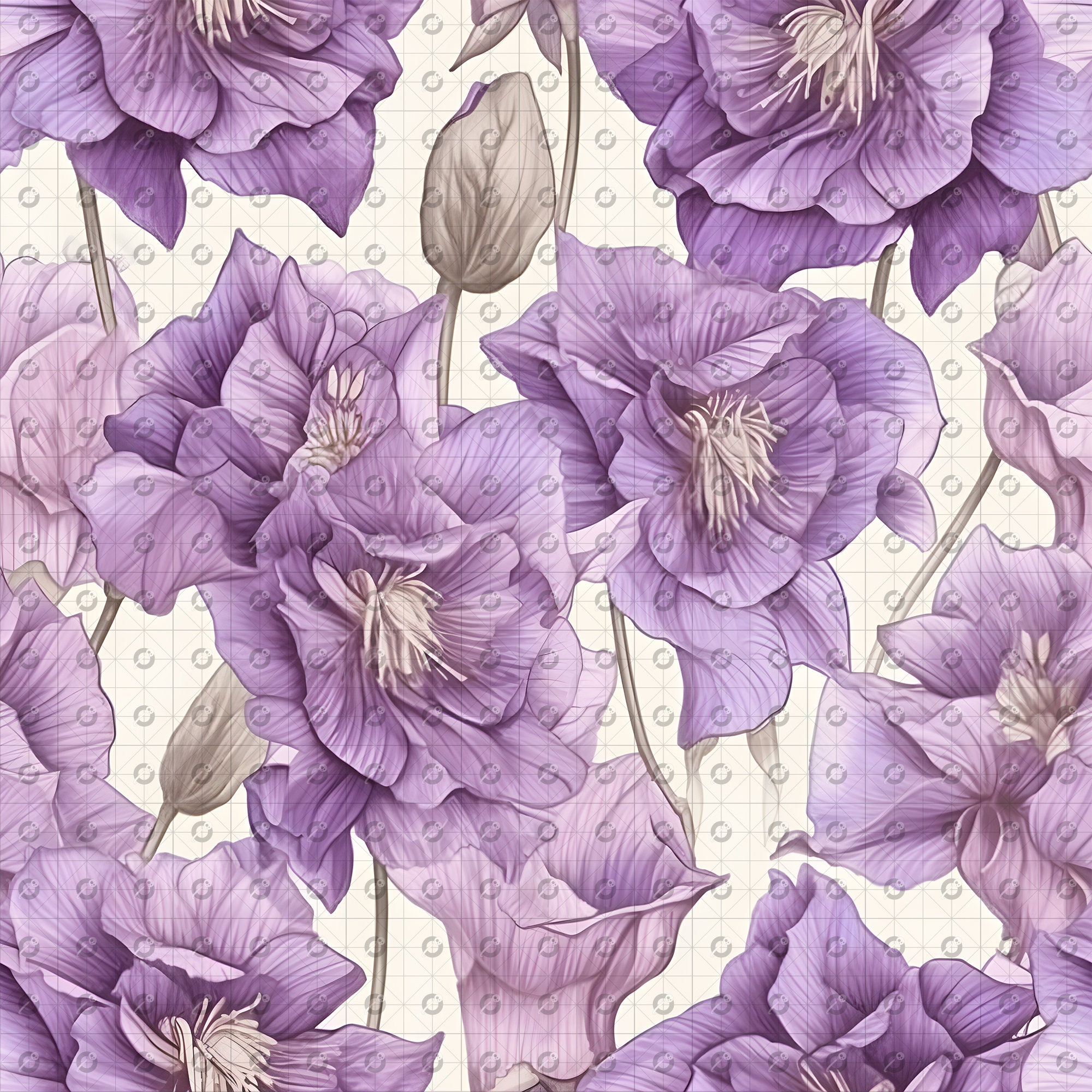5 Seamless Purple Floral Digital Patterns: Col. 2– DIY, Scrapbooking ...