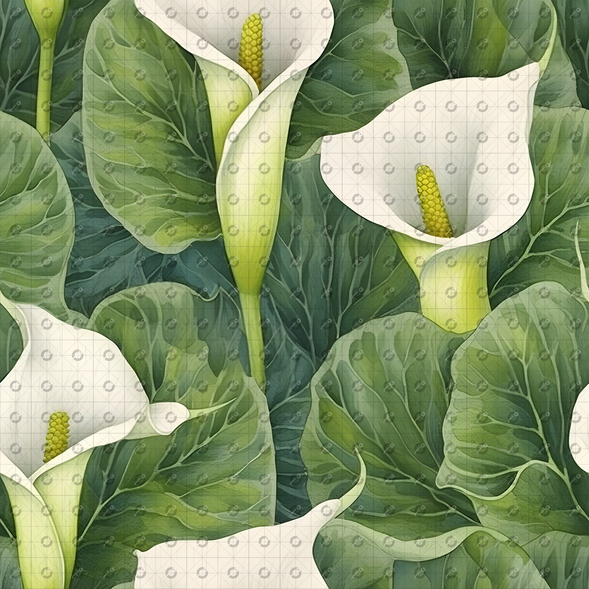 5 Seamless Green Floral Digital Patterns: Col. 3– DIY, Scrapbooking ...