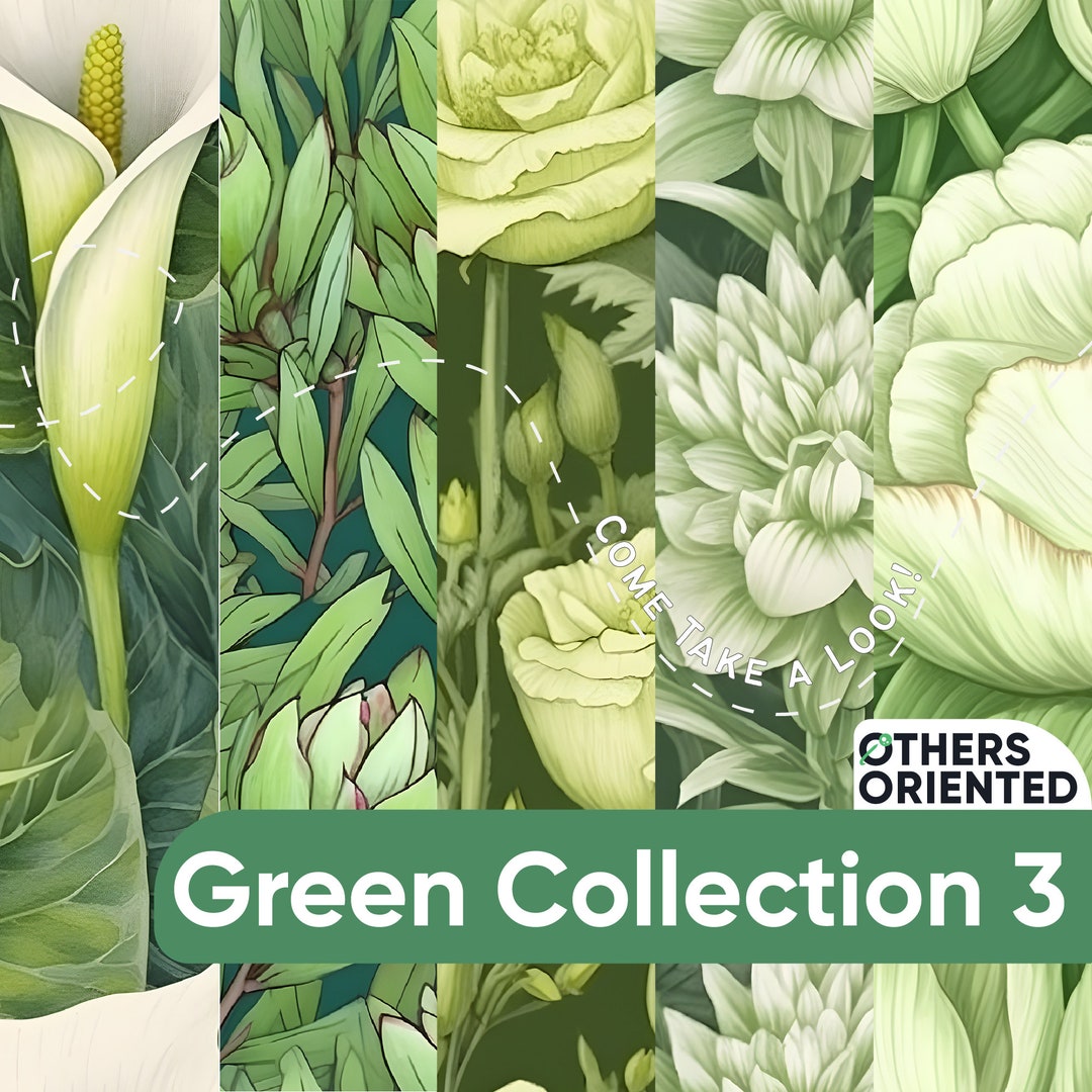 5 Seamless Green Floral Digital Patterns: Col. 3– DIY, Scrapbooking ...