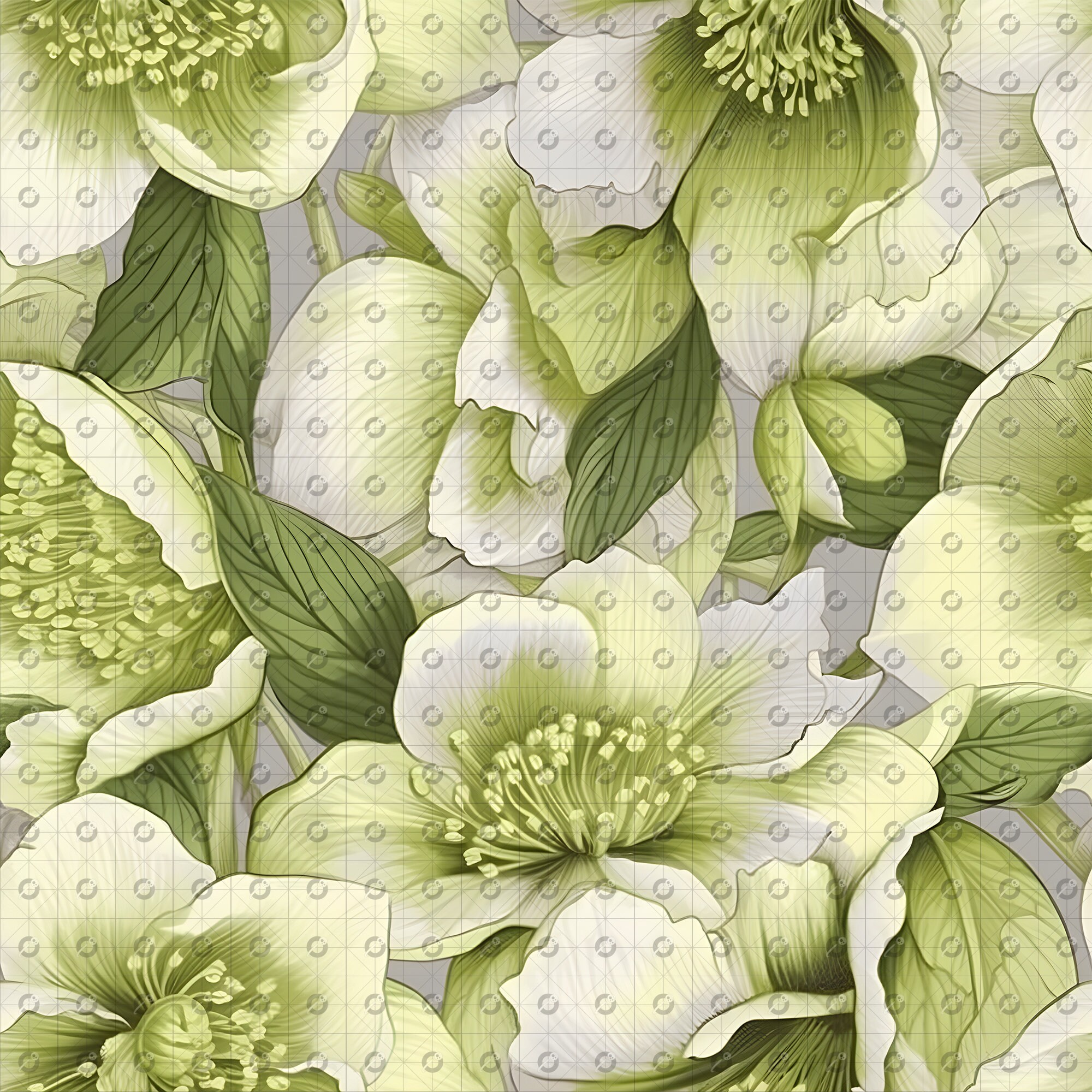 5 Seamless Green Floral Digital Patterns: Col. 1 DIY, Scrapbooking ...