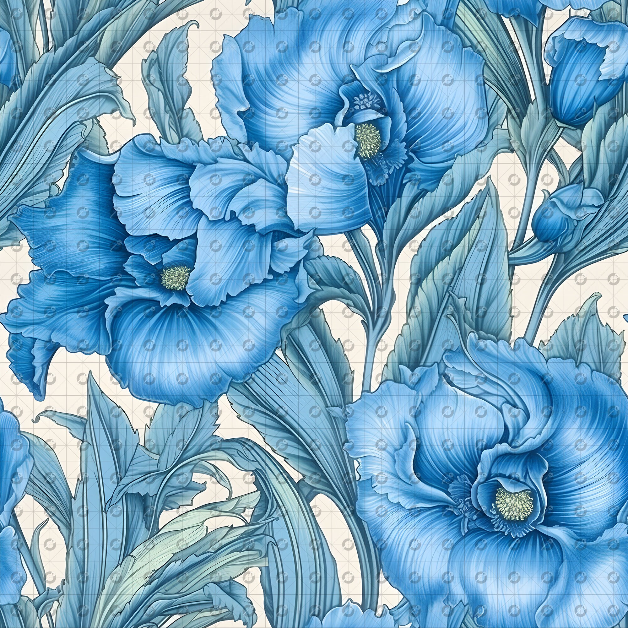 5 Seamless Blue Floral Digital Patterns: Col. 3 DIY, Scrapbooking, Home ...
