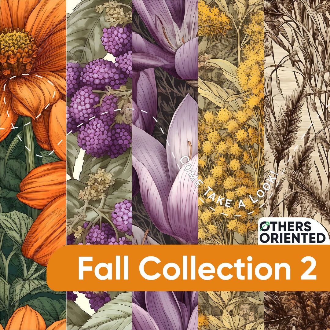 5 Seamless Fall Floral Digital Patterns: Col. 2 – DIY, Scrapbooking ...