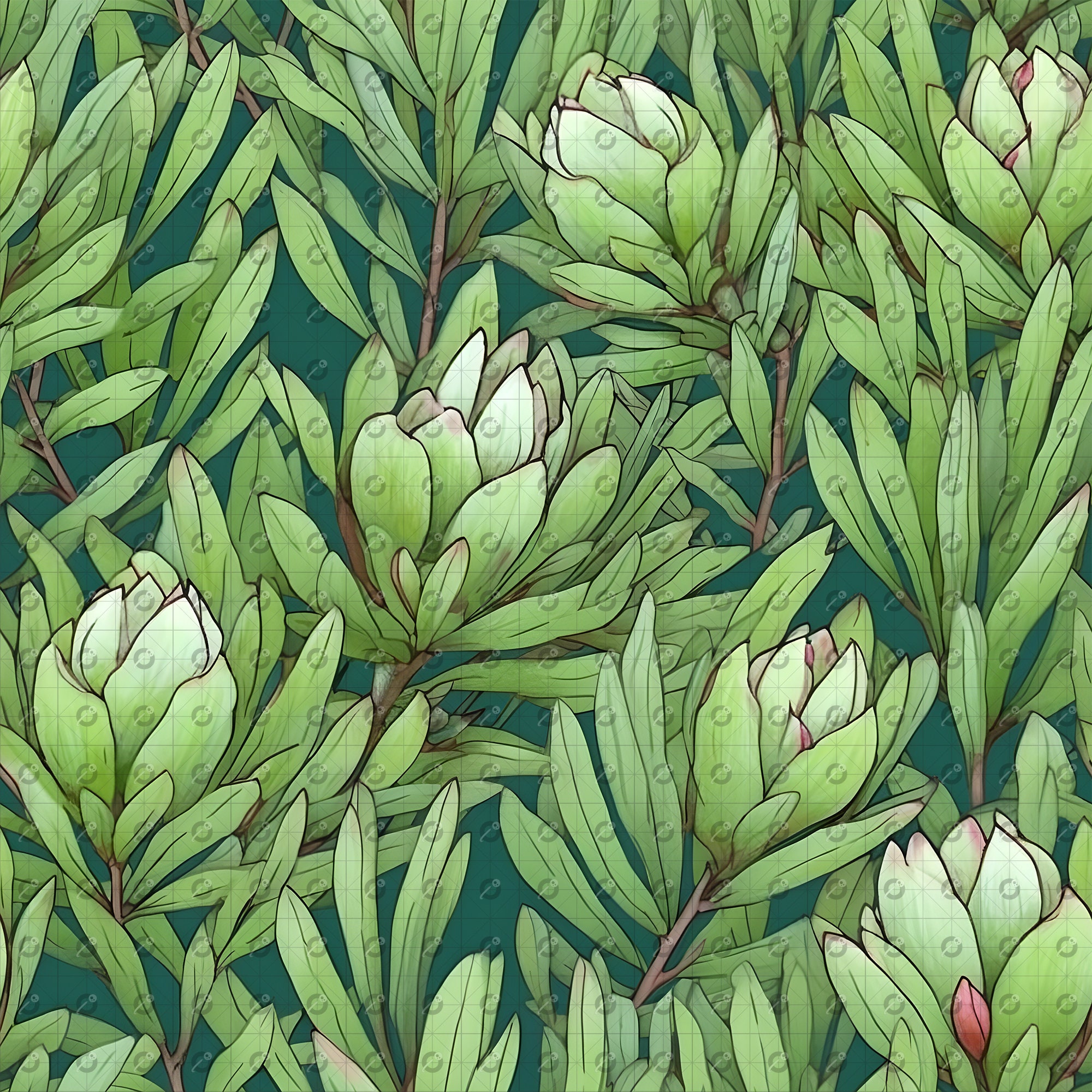 5 Seamless Green Floral Digital Patterns: Col. 3– DIY, Scrapbooking ...