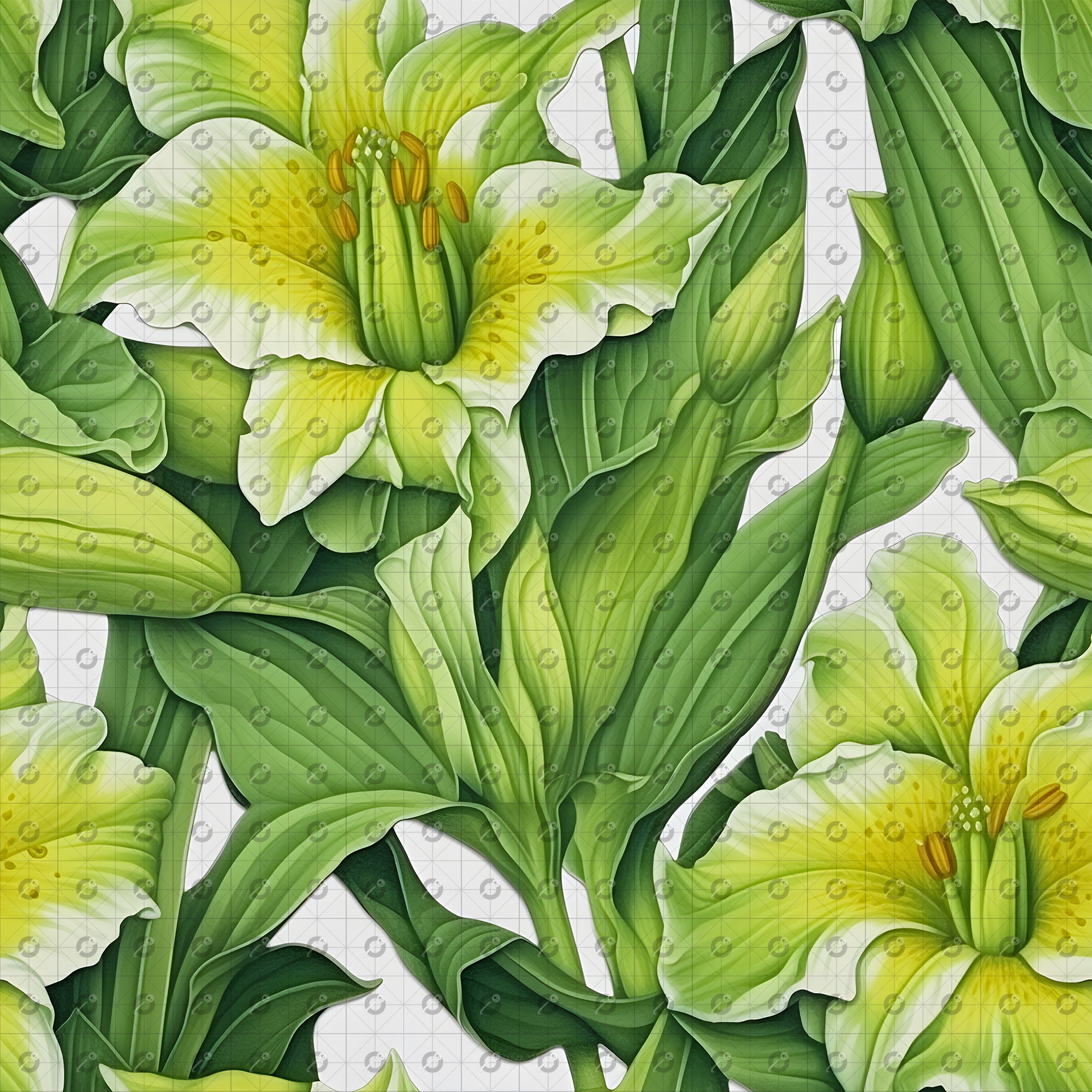 5 Seamless Green Floral Digital Patterns: Col. 1– DIY, Scrapbooking ...