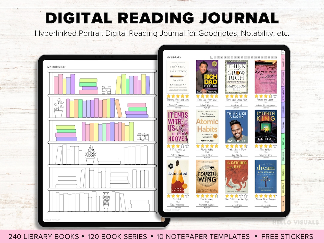 Digital Reading Journal, Digital Reading Planner, Reading Tracker ...