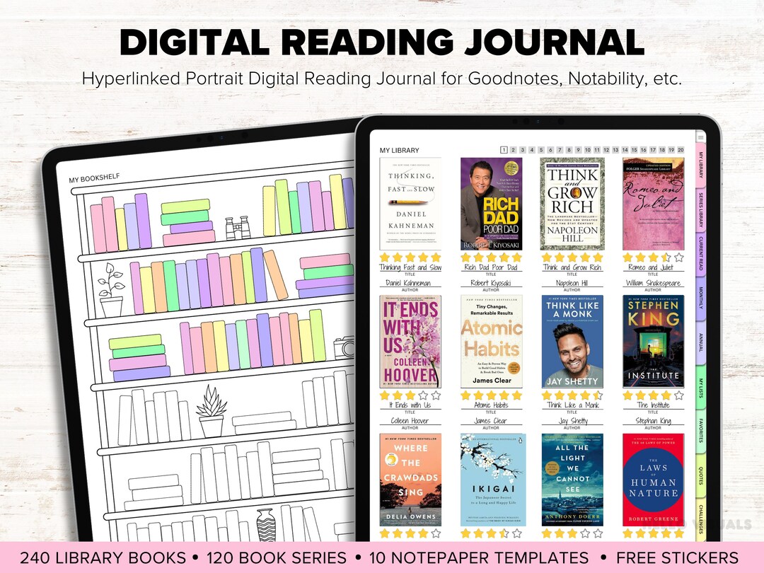 Digital Reading Journal, Digital Reading Planner, Reading Tracker ...