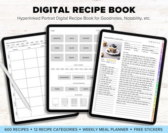Digital Recipe Book for Goodnotes, Notability, Digital iPad Recipe ...