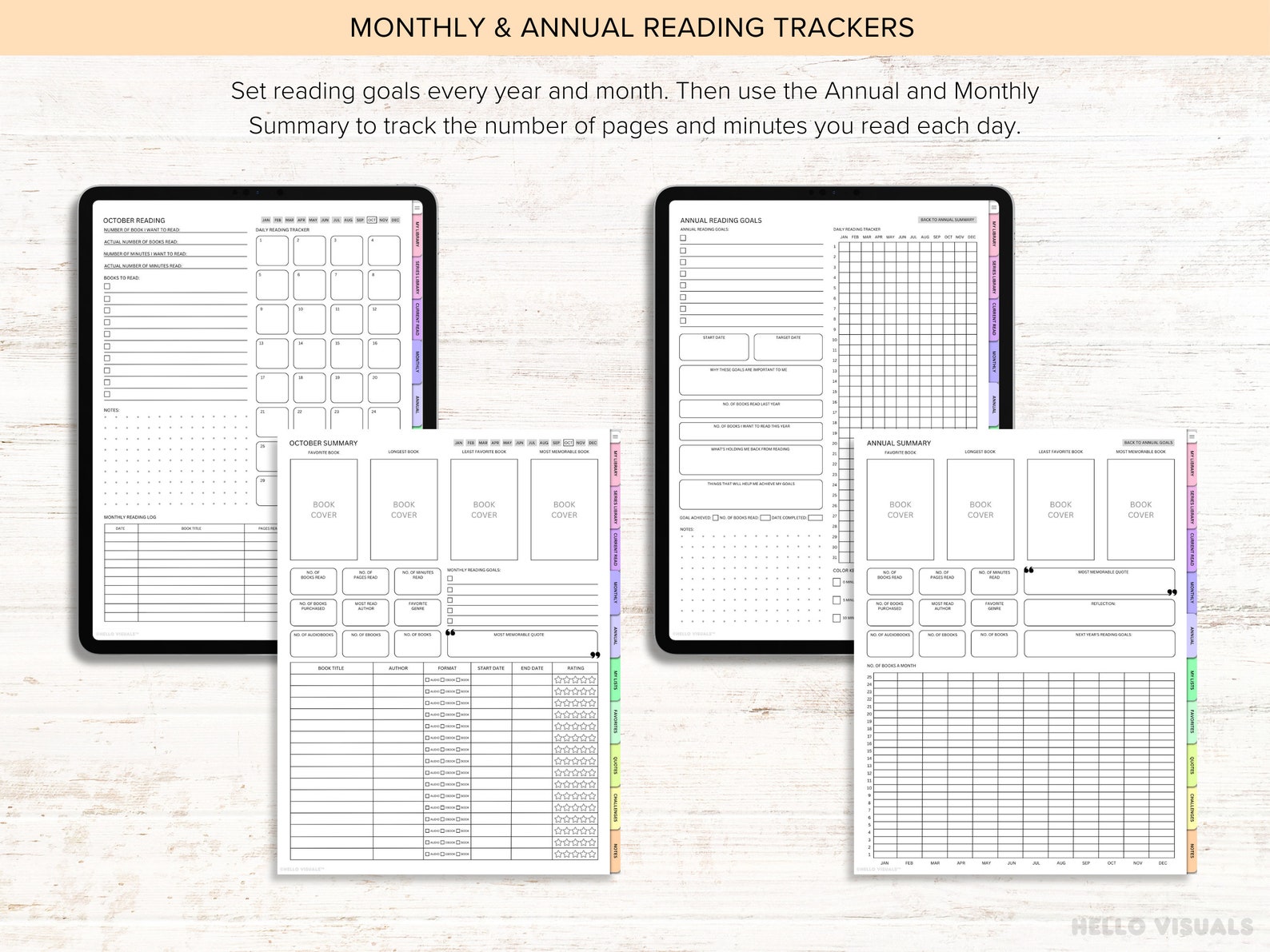 Reading Journal Digital Planner for iPad & Android Gift for Book Lover ...
