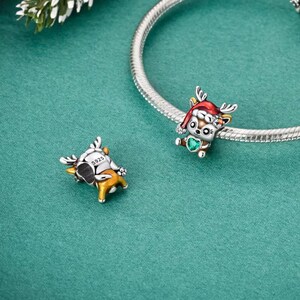 Sterling Silver Christmas Deer Charm: Festive Reindeer Pandora Charm - Etsy
