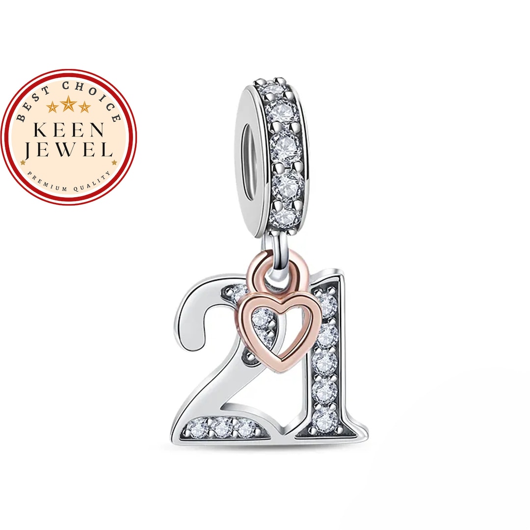 21st Birthday Charm for Bracelet, Pandora Fitting Birthday Charm for ...