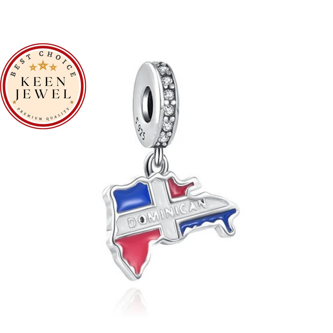 Dominican Republic Charm for Pandora Bracelet, Dominican Republic Flag ...