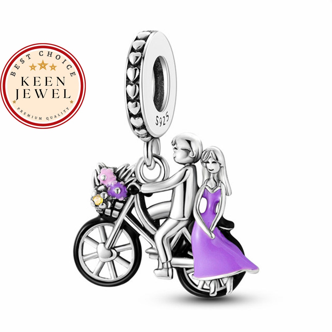 Sterling Silver Couple on Bike Charm - Pandora Compatible - Etsy UK