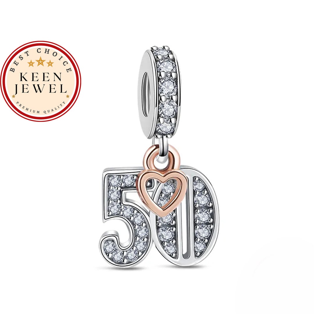 50th Birthday Charm for Bracelet, Birthday Gifts for Her, Birthday ...