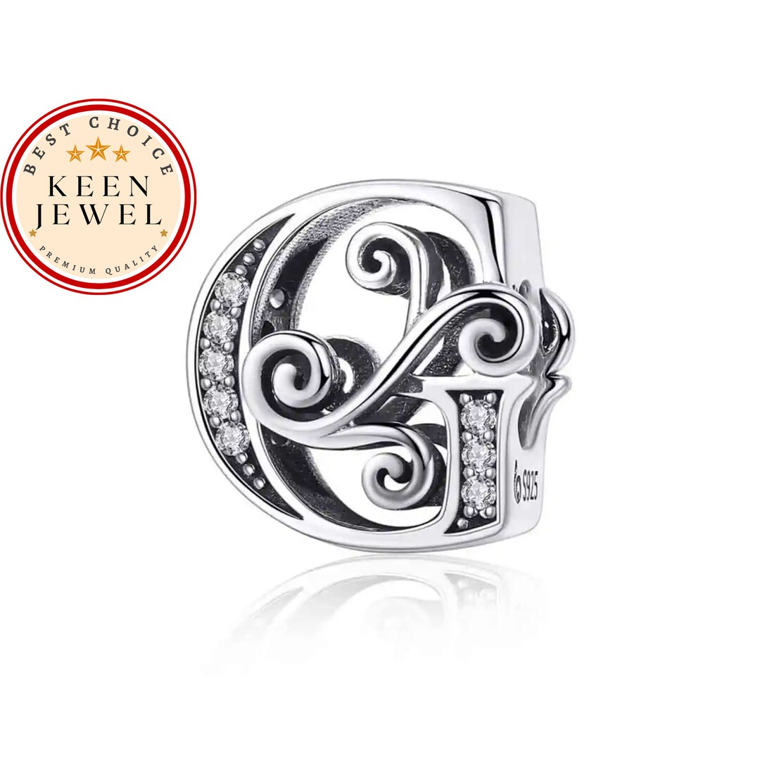 Pandora Fitting G Letter Charm for Bracelet, 925 Sterling Silver G ...
