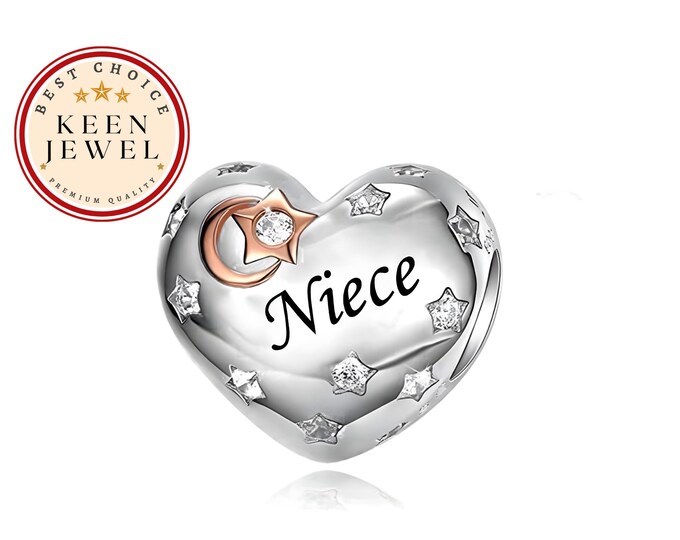 Sterling Silver Niece Heart Charm: Cubic Zirconia Pandora Style - Etsy