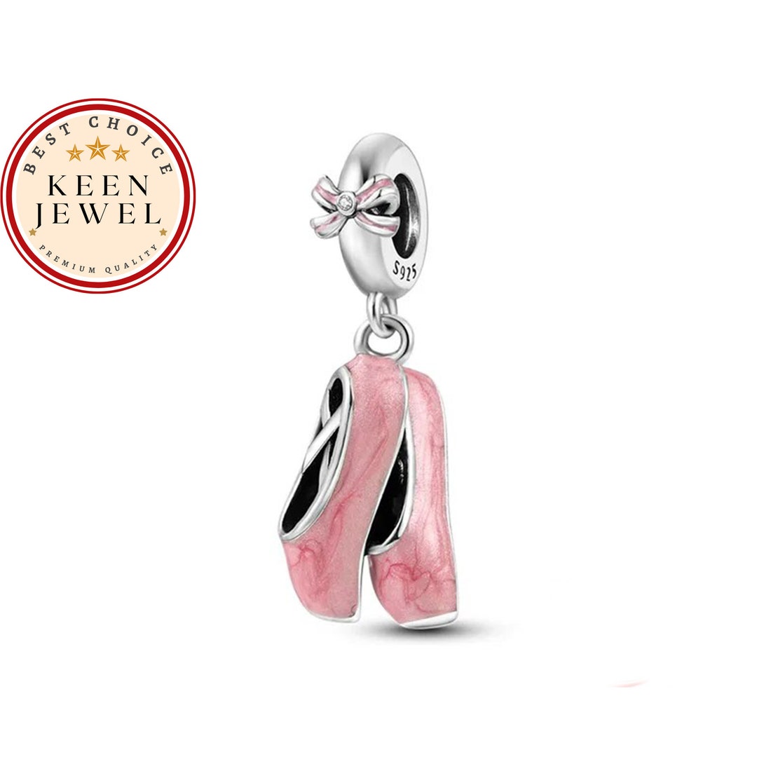 Pandora Fitting Ballet Charm, Pink Ballet Shoes Charm for Bracelet ...