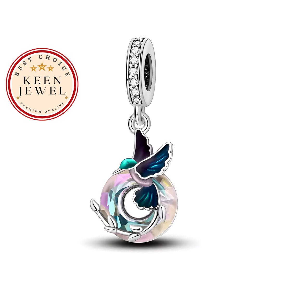 Pandora Fitting Glass Hummingbird Charm for Bracelet, Sterling Silver ...