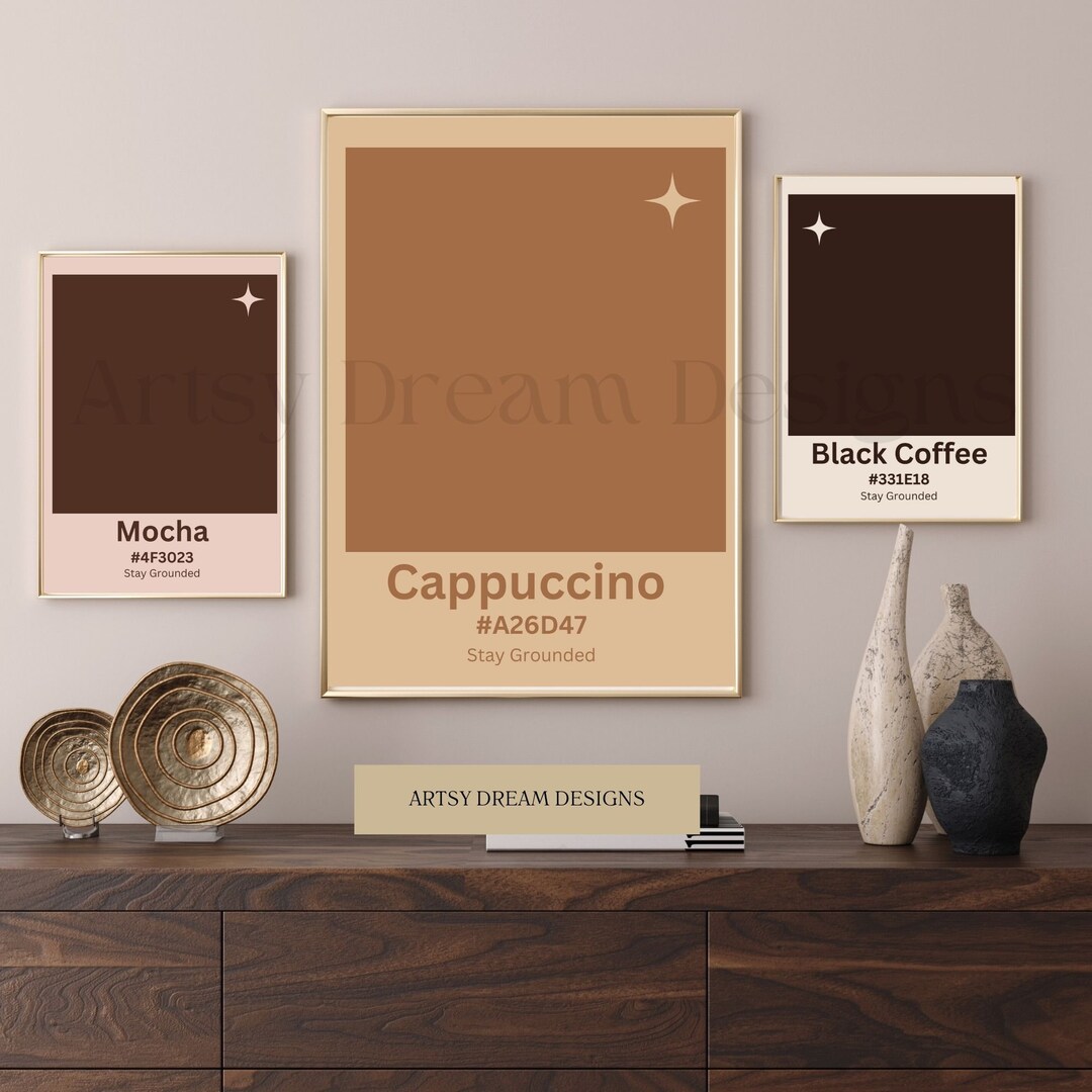 Coffee Swatch Art Print Set of 3 Coffee Paint Swatch Coffee Art Coffee ...