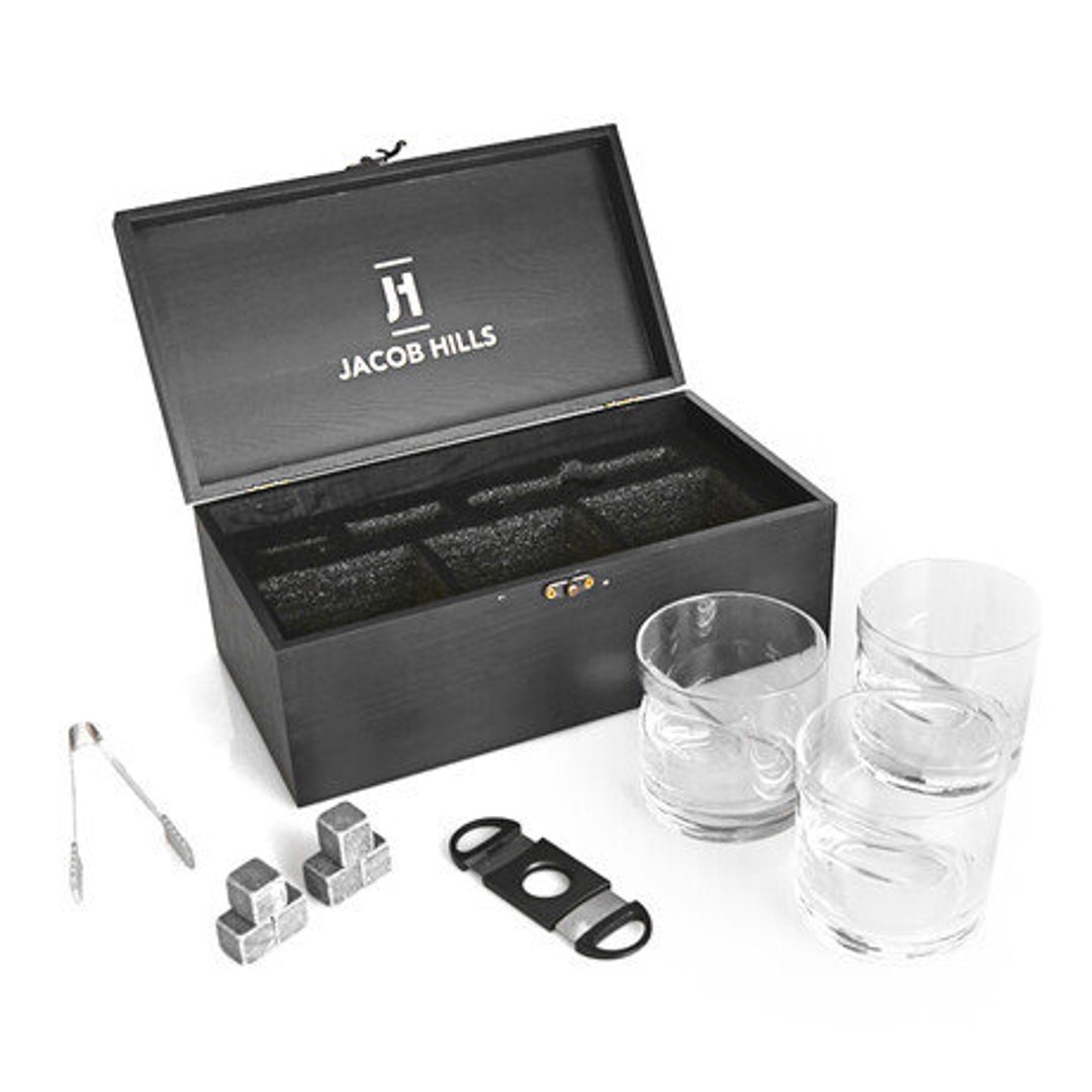 3 Cigar Glass Box Gift Set - Perfect for Whiskey Lovers, Cigar ...