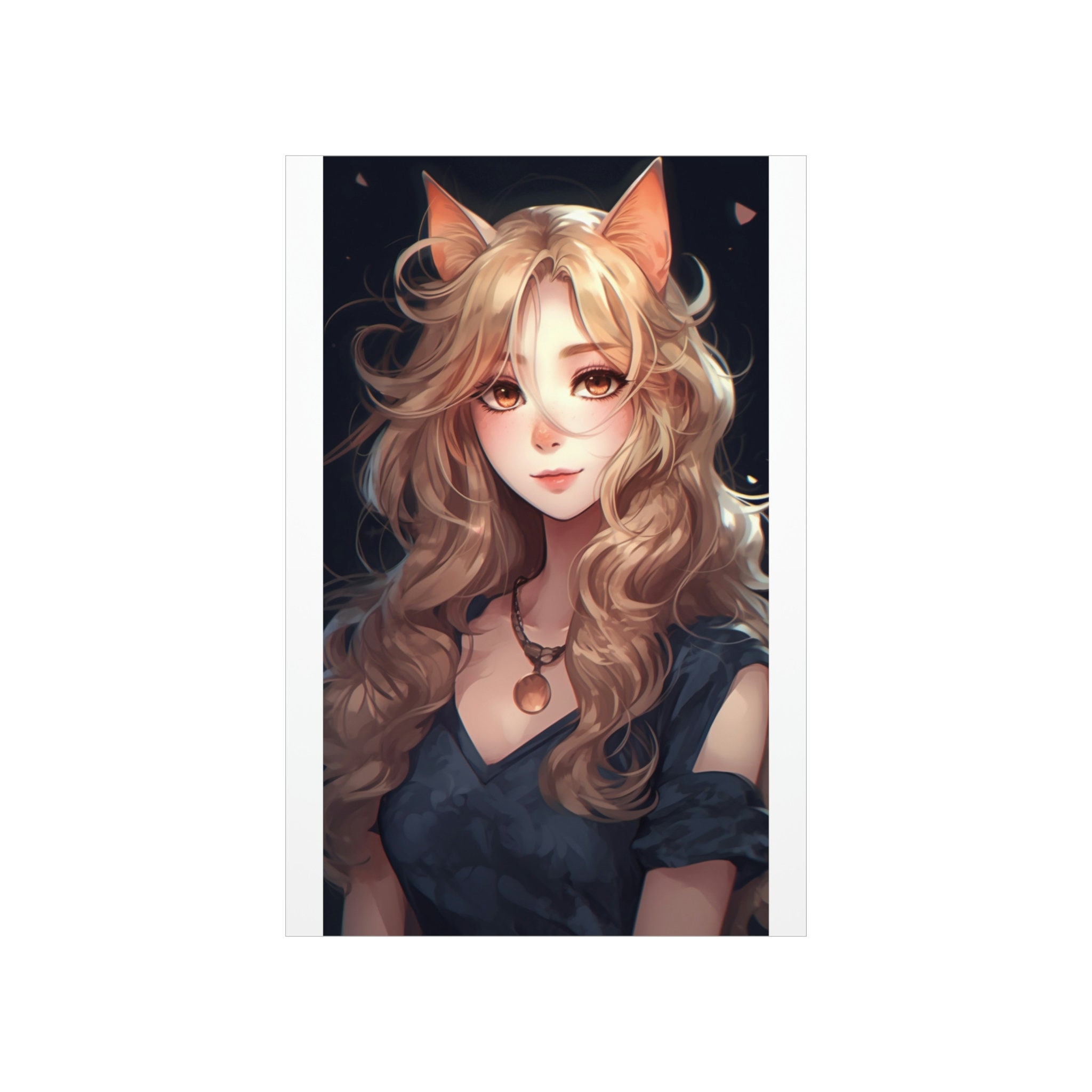 Cute Anime Neko Girl Poster High Quality Print Etsy