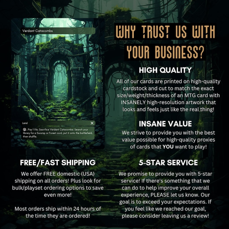 MTG EDH Land Essentials Pack: Black and Green / Dual Lands / Premium MTG Proxy Cards / Proxies ...