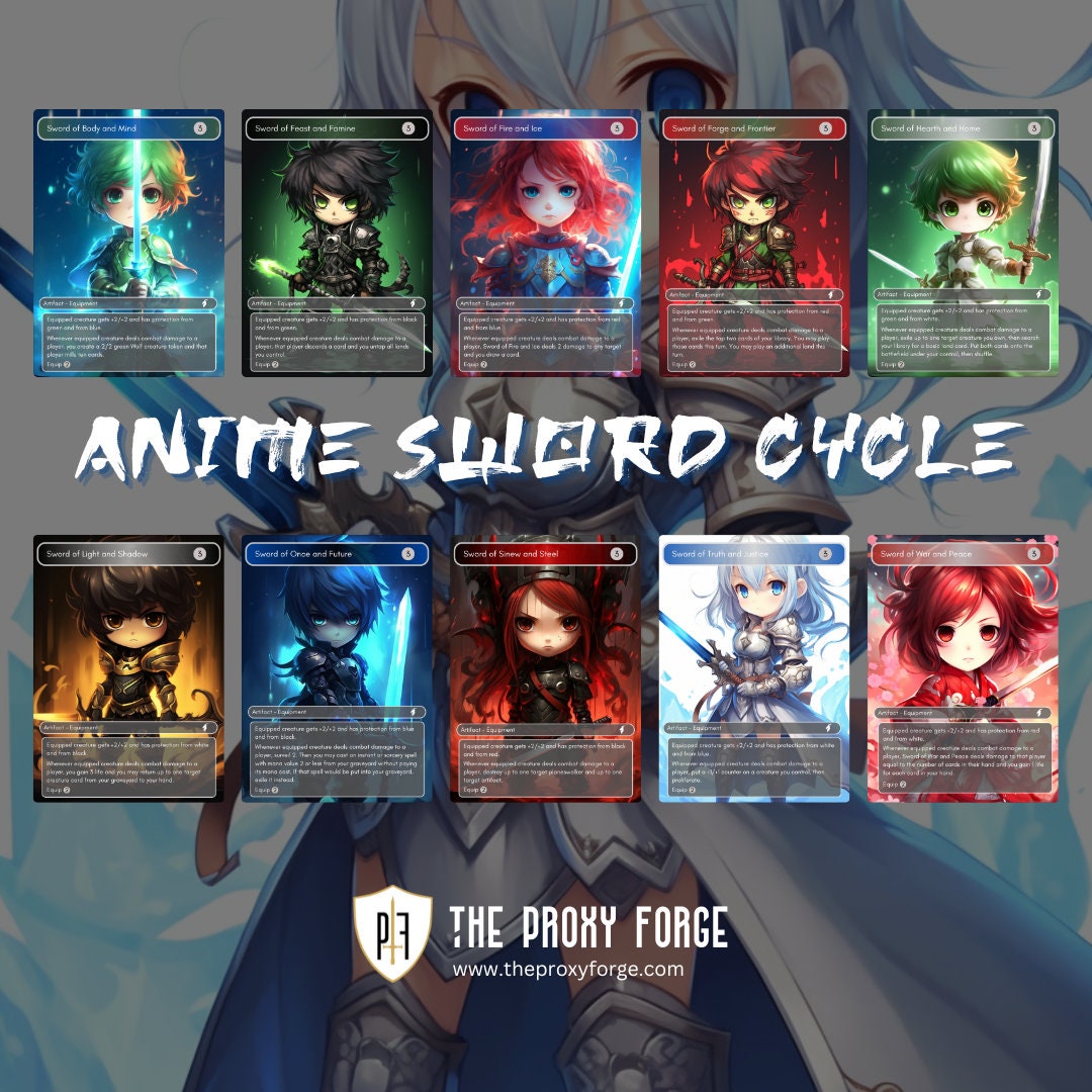 MTG Sword Cycle / Kawhii Anime Art Style / MTG Inspired / - Etsy