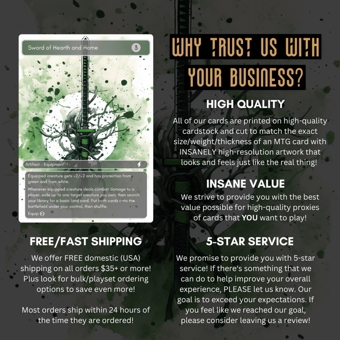 MTG Sword Cycle / Oriental Ink Art Style / MTG Inspired / - Etsy