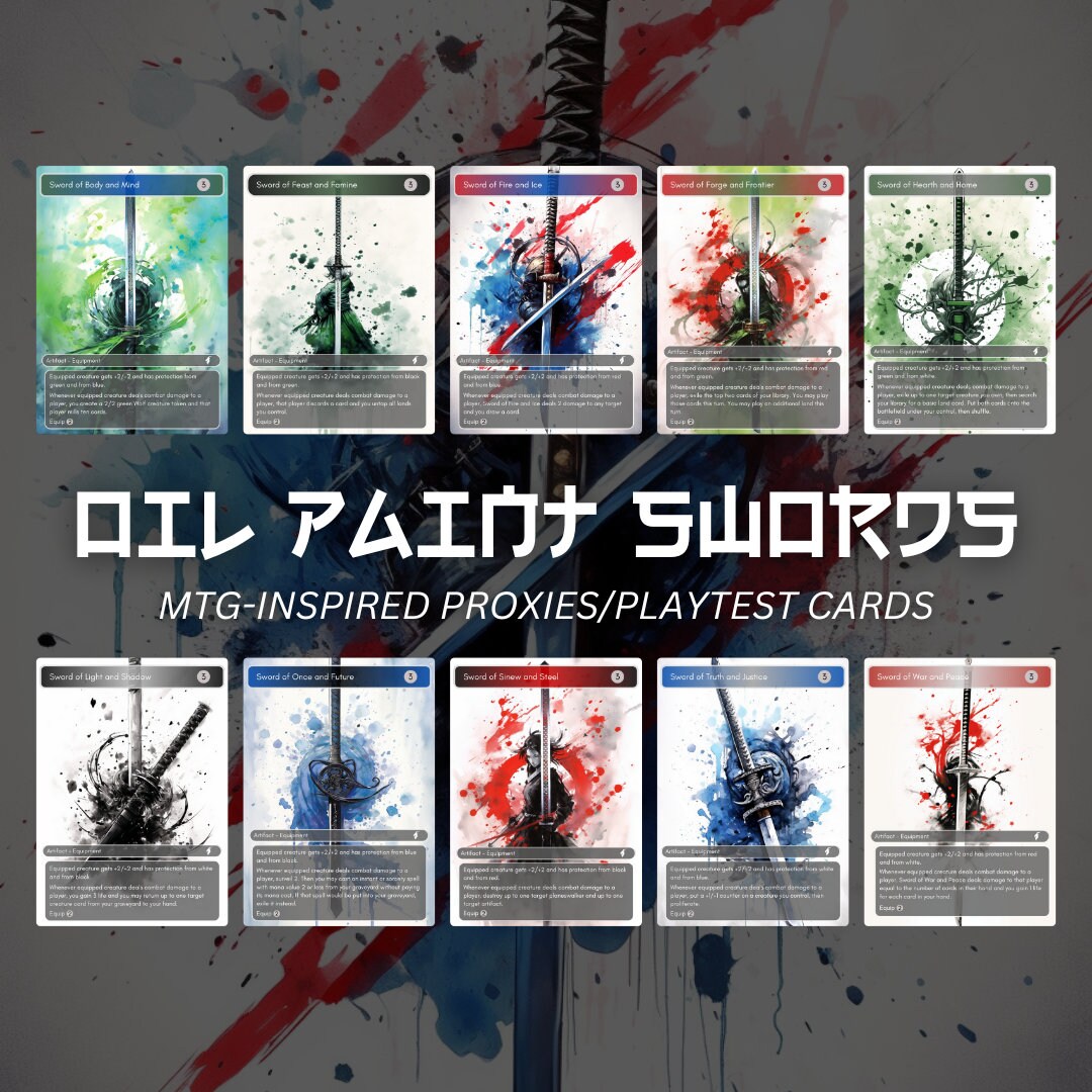 MTG Sword Cycle / Oriental Ink Art Style / MTG Inspired / - Etsy