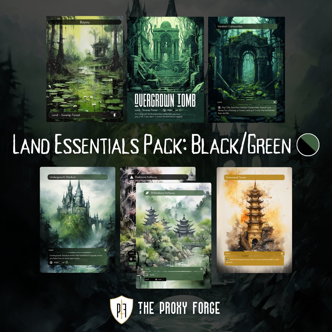 MTG EDH Land Essentials Pack: Black and Green / Dual Lands / Premium ...