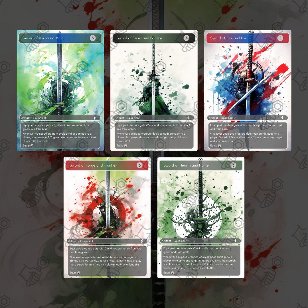 MTG Sword Cycle / Oriental Ink Art Style / MTG Inspired / - Etsy