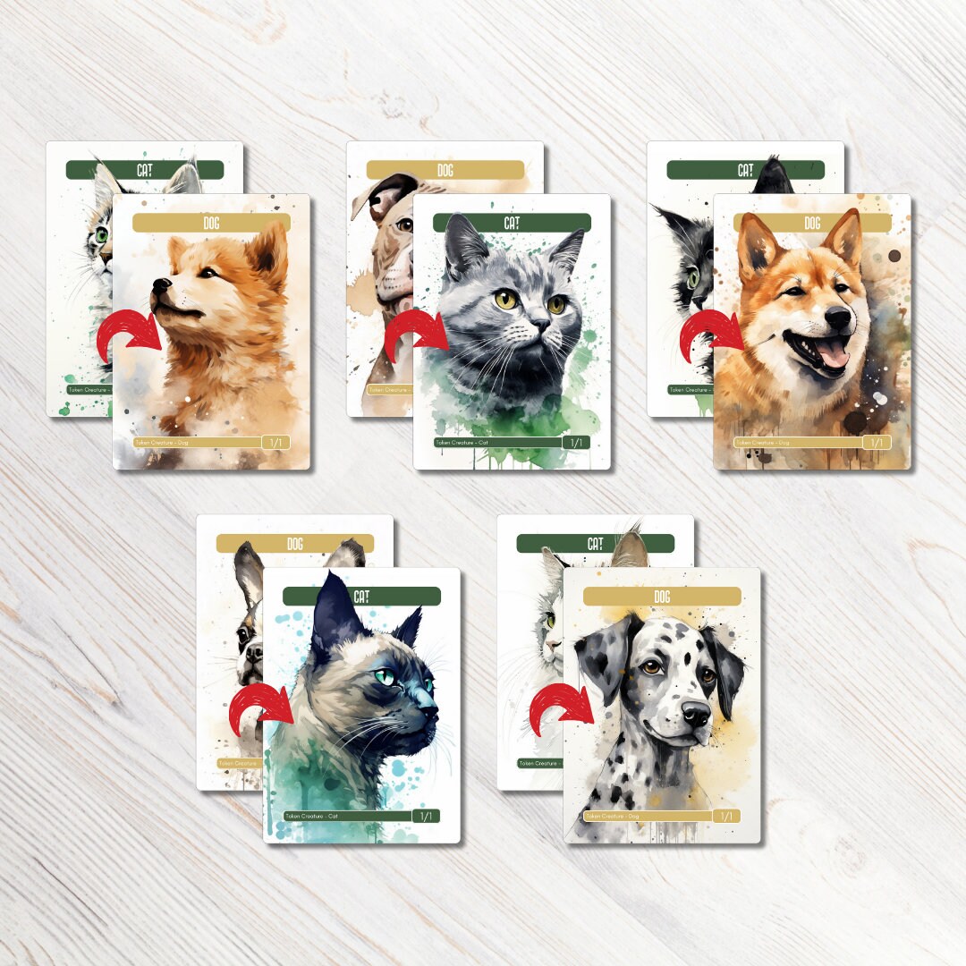 Custom MTG Token Pack / 5 Custom-art Double-sided Dog/cat Tokens ...