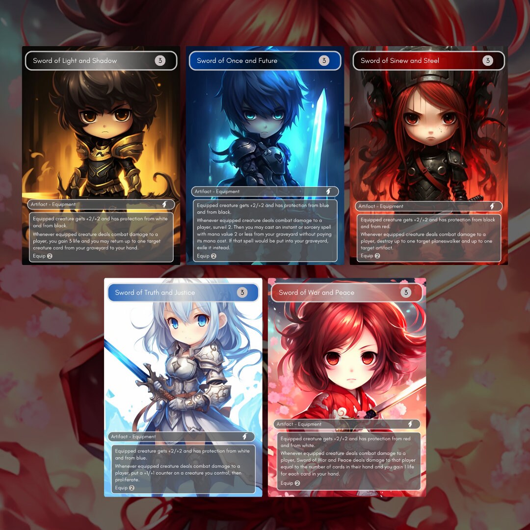 MTG Sword Cycle / Kawhii Anime Art Style / MTG Inspired / - Etsy