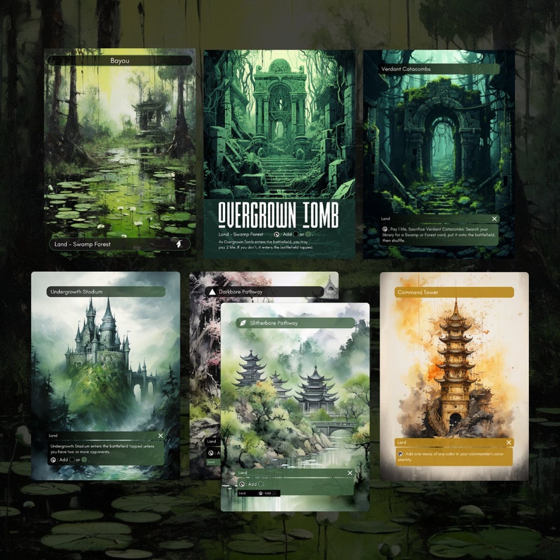 MTG EDH Land Essentials Pack: Black and Green / Dual Lands / Premium ...