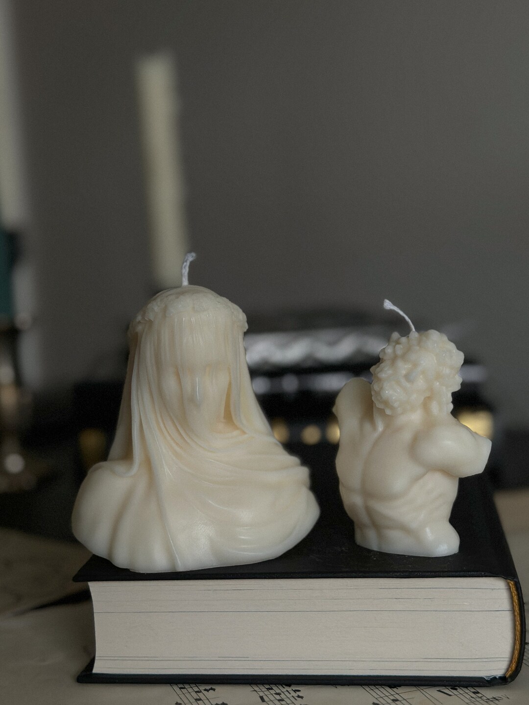 2 Pc. Veiled Lady Candle and Zeus, Bust Candles, Soy Candle, Shaped ...