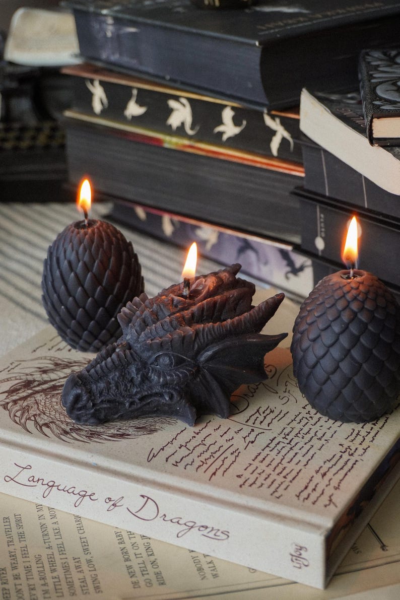 Dragon Candle Set – Fantasy Decor Dragon Head & Eggs Gift - Etsy