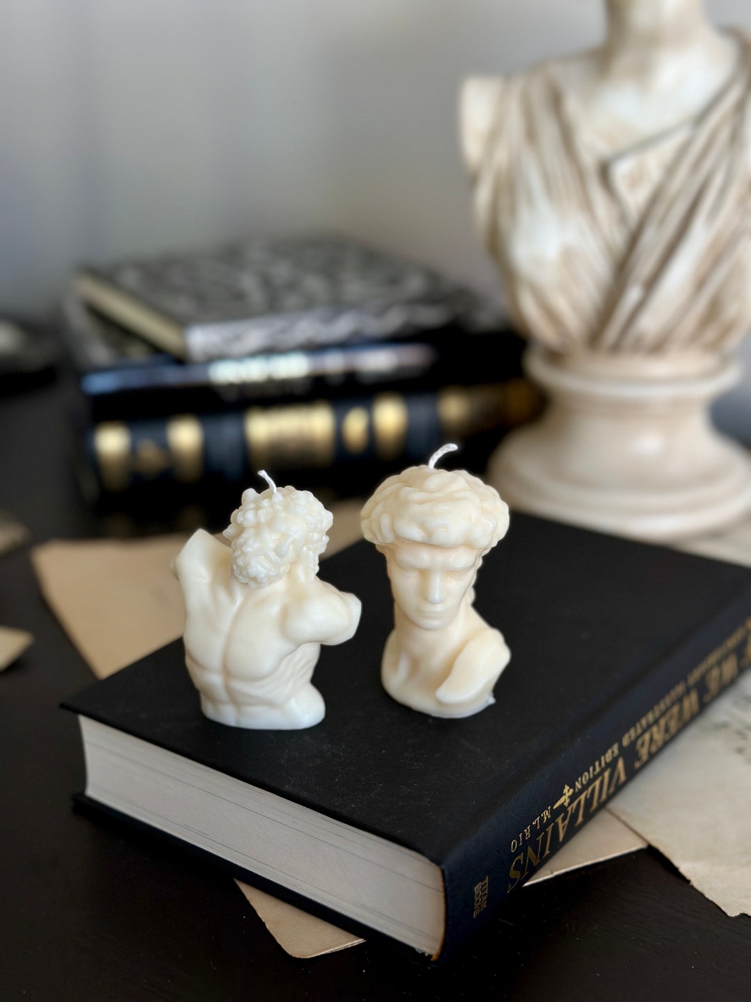 Sculptural David & Zeus Soy Candle Set, Academia Home Decor - Etsy