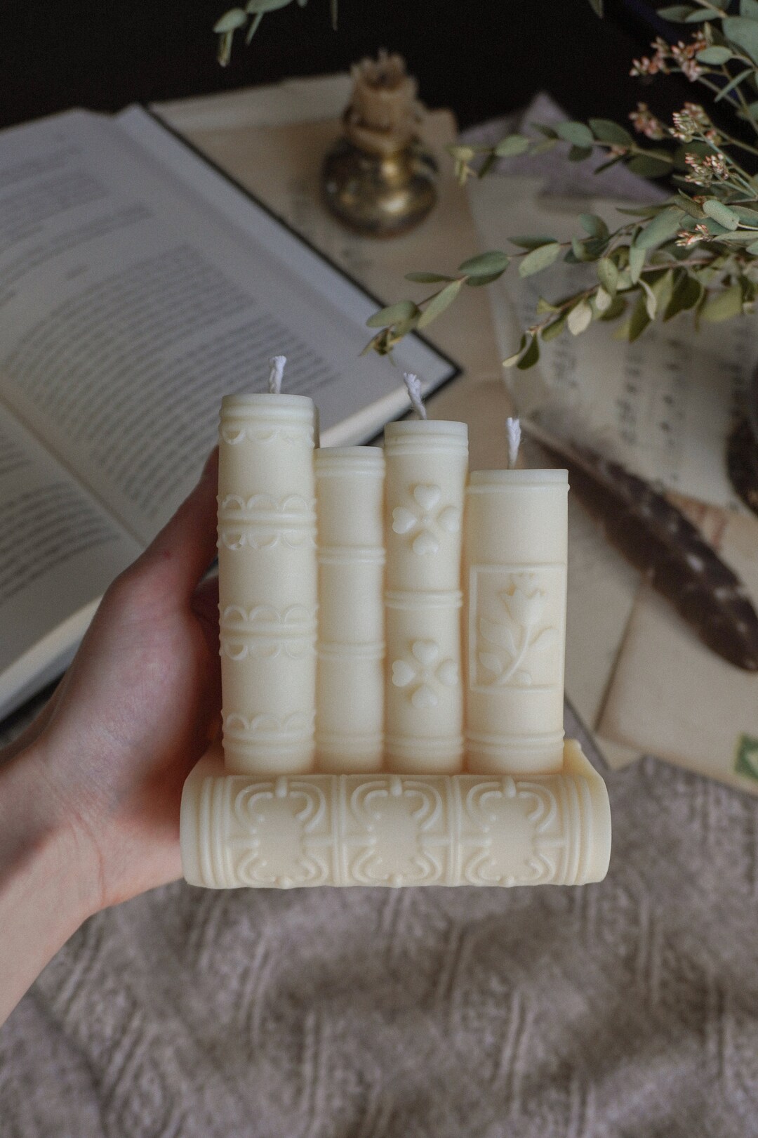 Large or Medium Book Stack Candle – Library Decor – Literary Home ...