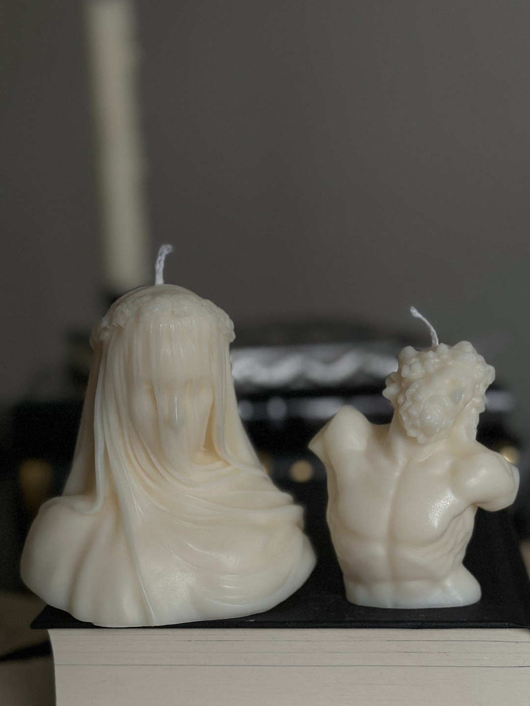 2 Pc. Veiled Lady Candle and Zeus Bust Candle, Soy Candle, Shaped ...