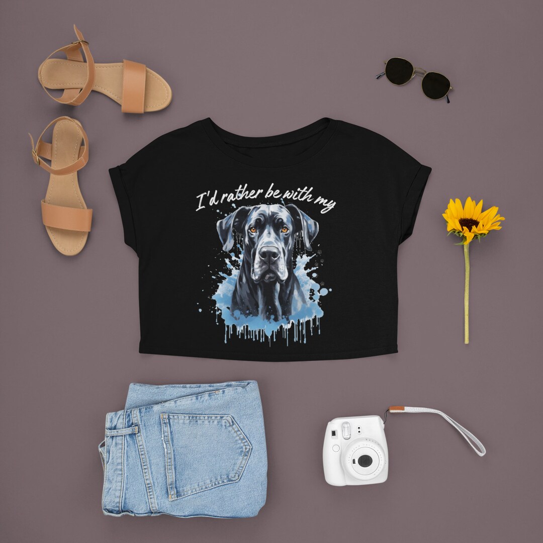 Black Great Dane Mom Crop Top - Funny Great Dane Shirt - I'd Rather Be ...