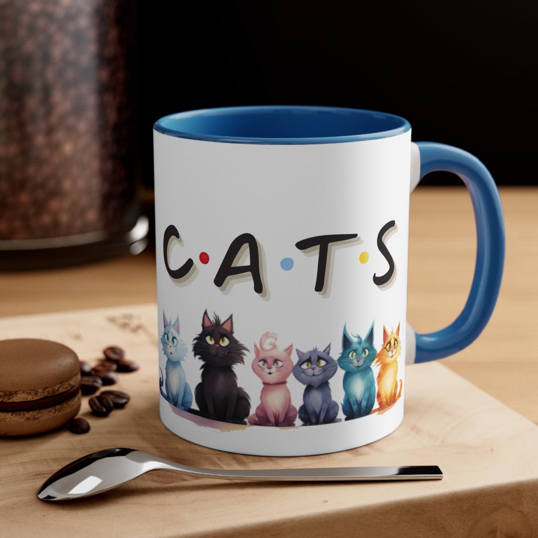 Cute Cat Coffee Mug, Colorful Cat Cup, Gift for Cat Lover, Colorful Cat ...