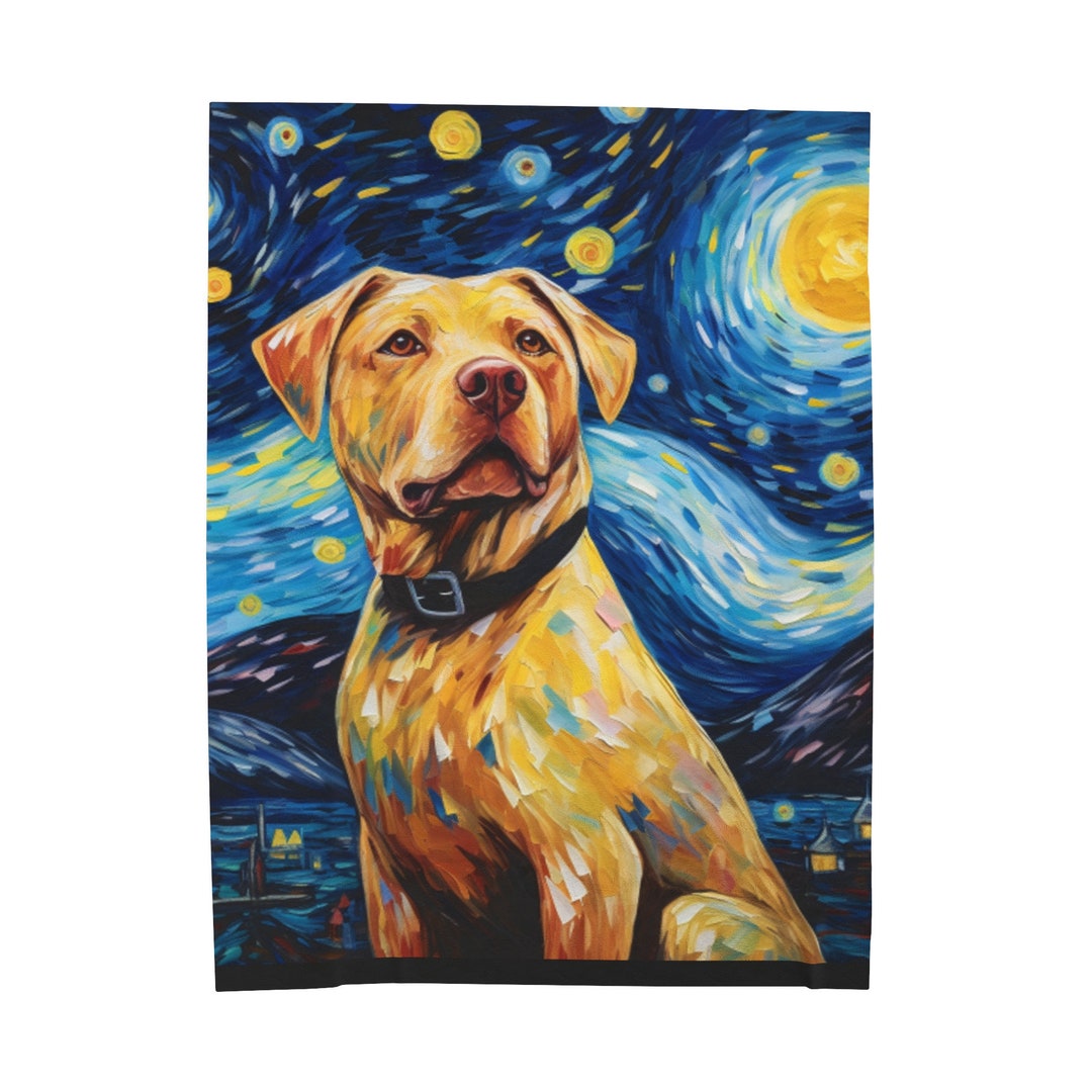 Starry Night Yellow Lab Blanket Personalize Yellow Labrador Retriever ...